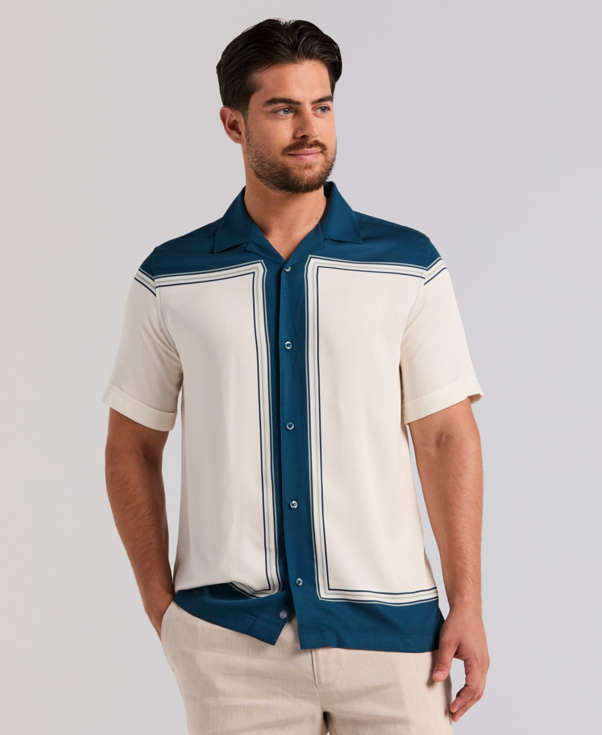 Click here for Cubavera Mens Colorblock Short-Sleeve Button-Down... prices