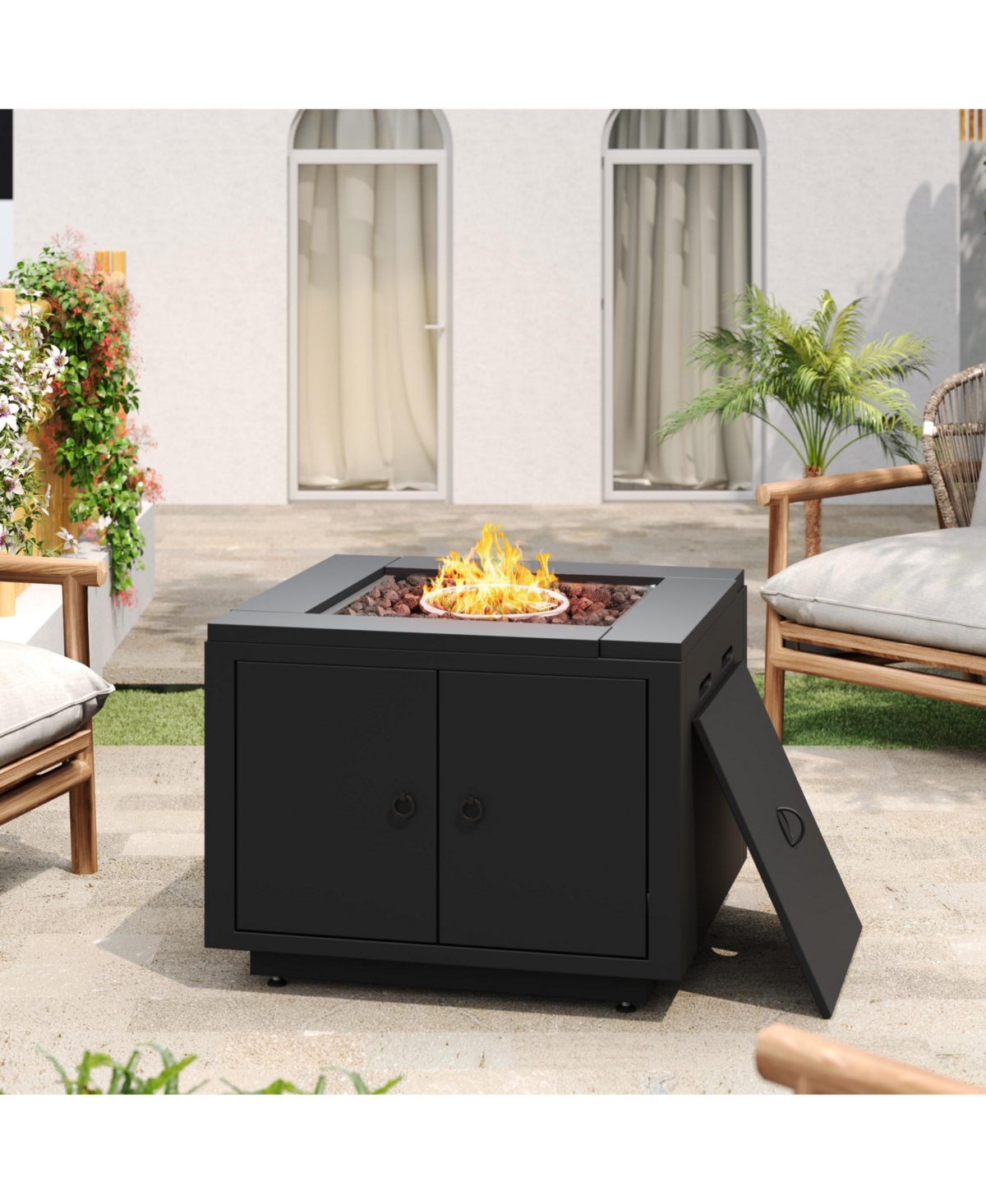Click here for Flynama 30 Inch Square Steel Fire Pit Table Black... prices