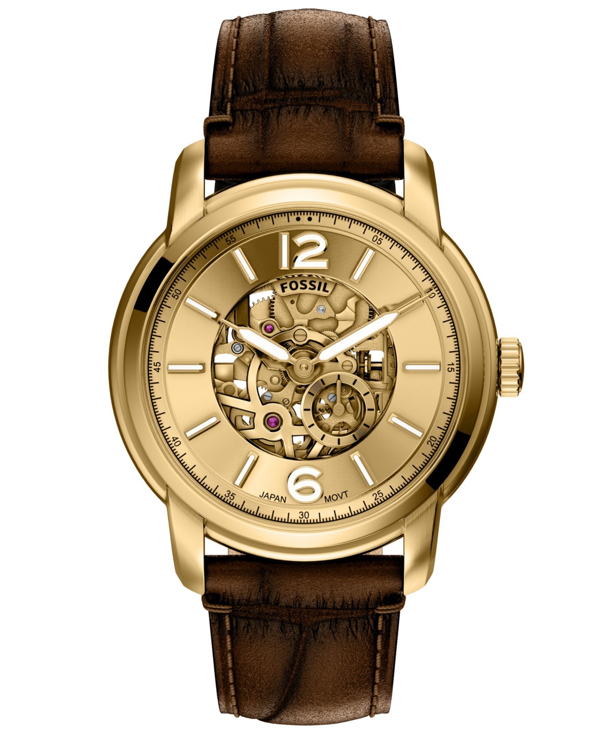 Click here for Fossil Mens Fossil Heritage Automatic Brown Croco... prices