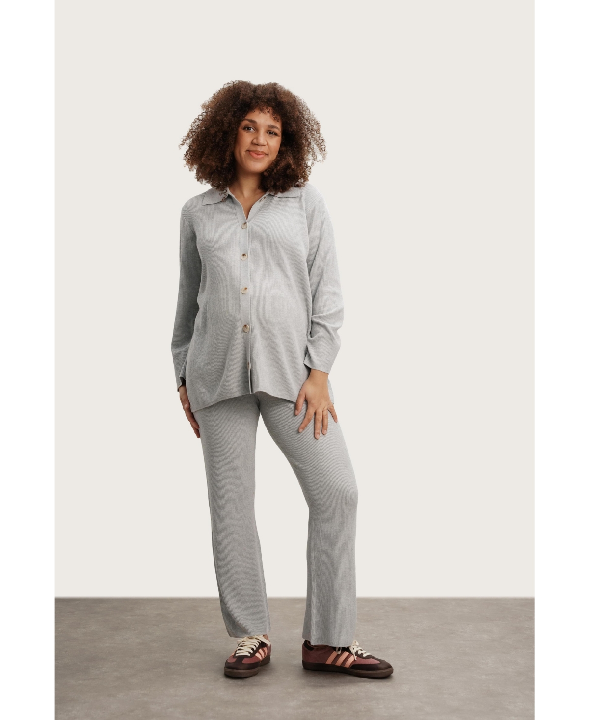 Click here for Nom Maternity Womens Georgina Knit Pants - Grey prices