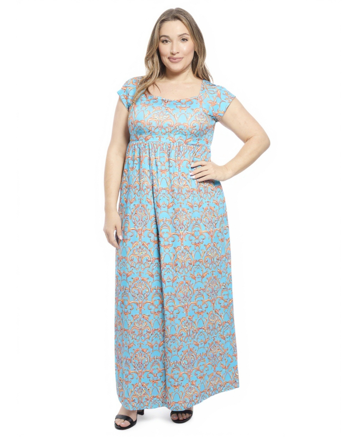 Click here for 24seven Comfort Apparel Plus Size Abstract Cap Sle... prices