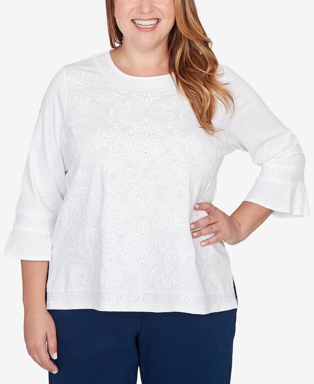 Click here for Alfred Dunner Plus Size Mykonos White Medallion Em... prices