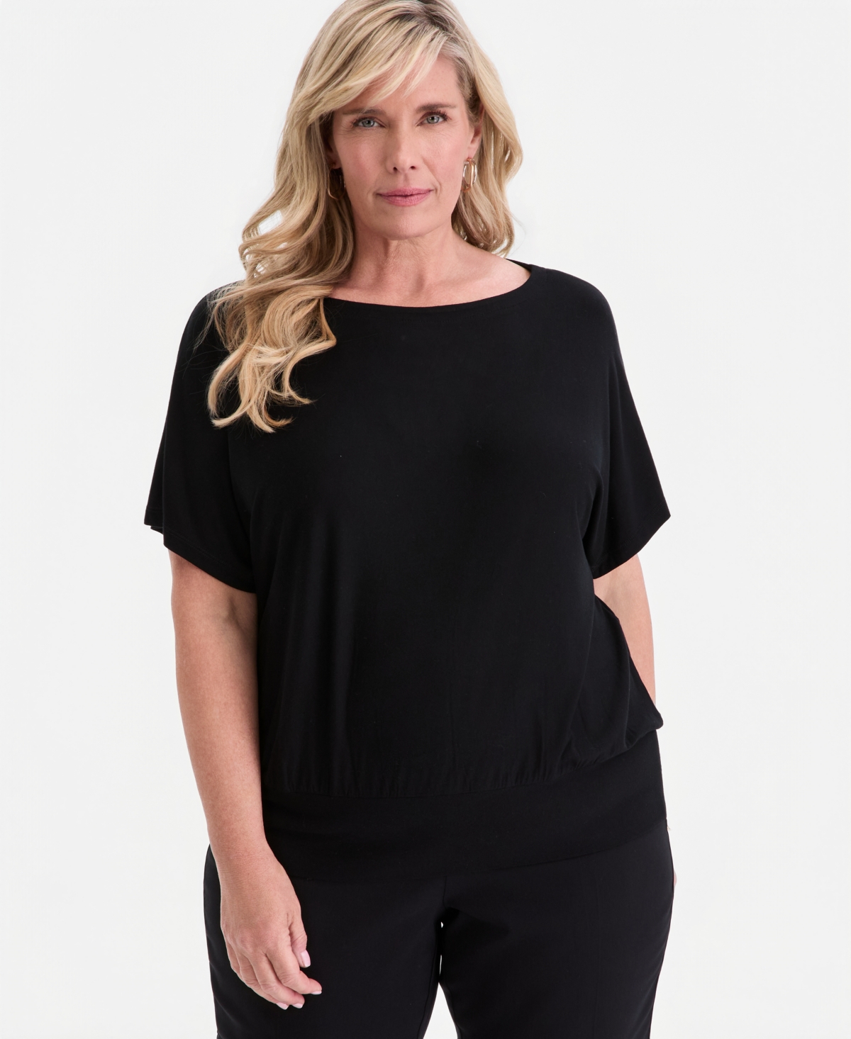Click here for Jm Collection Plus Size Banded-Bottom T-Shirt  Mac... prices
