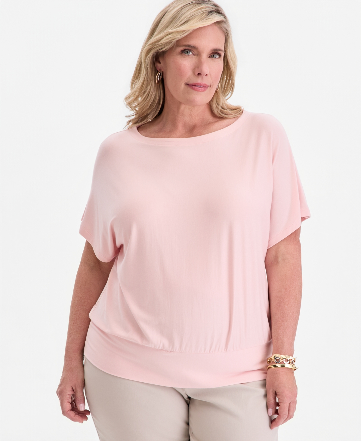Click here for Jm Collection Plus Size Banded-Bottom T-Shirt  Mac... prices