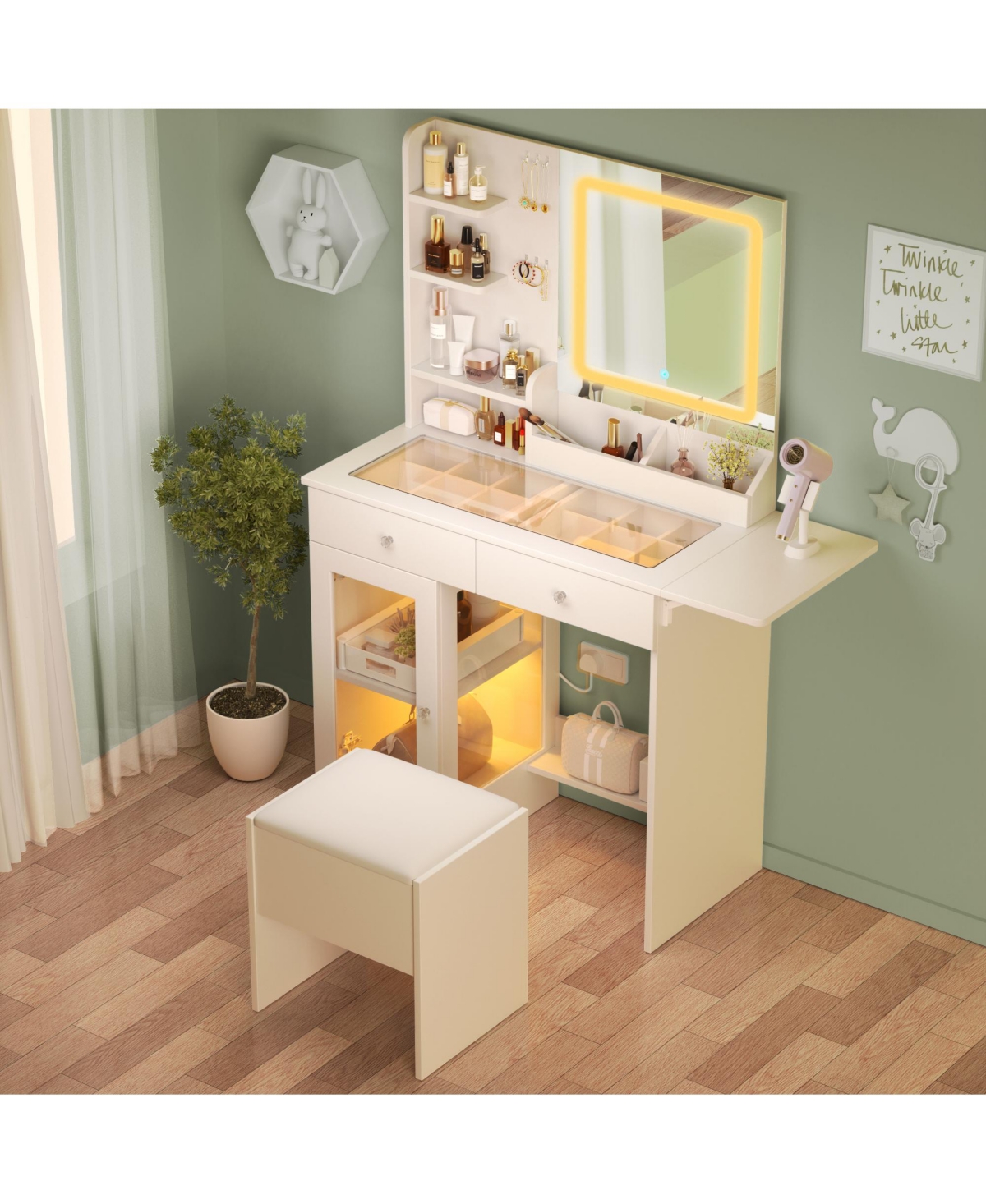 Click here for Cesicia Small Vanity Desk with Led Mirror & Glass... prices