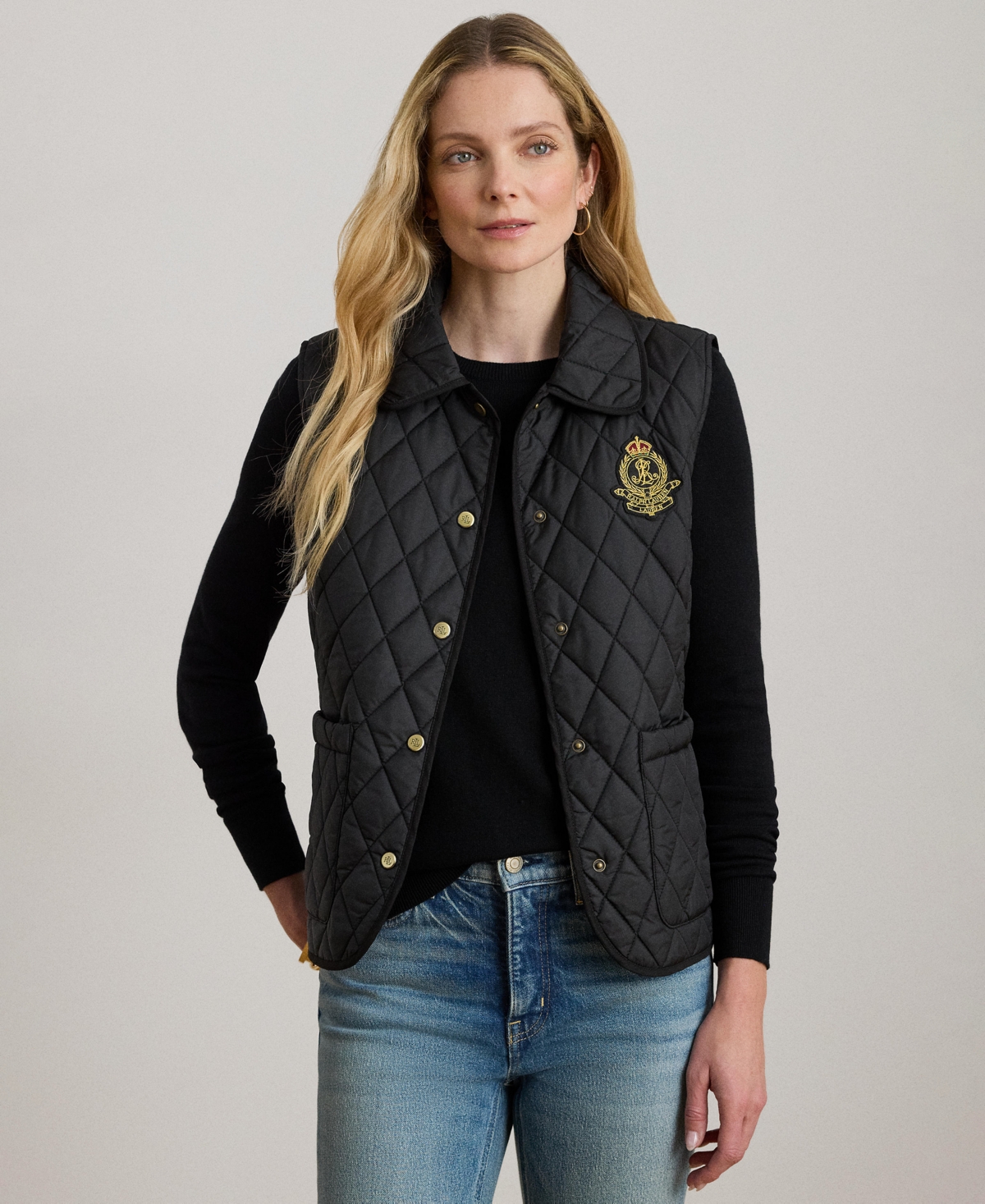 Click here for Lauren Ralph Lauren Womens Crest Patch Diamond Qui... prices