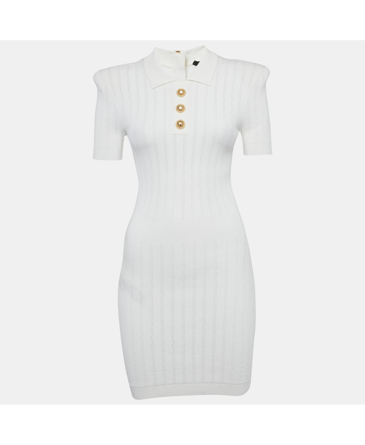 Click here for Pre-Owned Balmain Womens White Rib Knit Collared M... prices