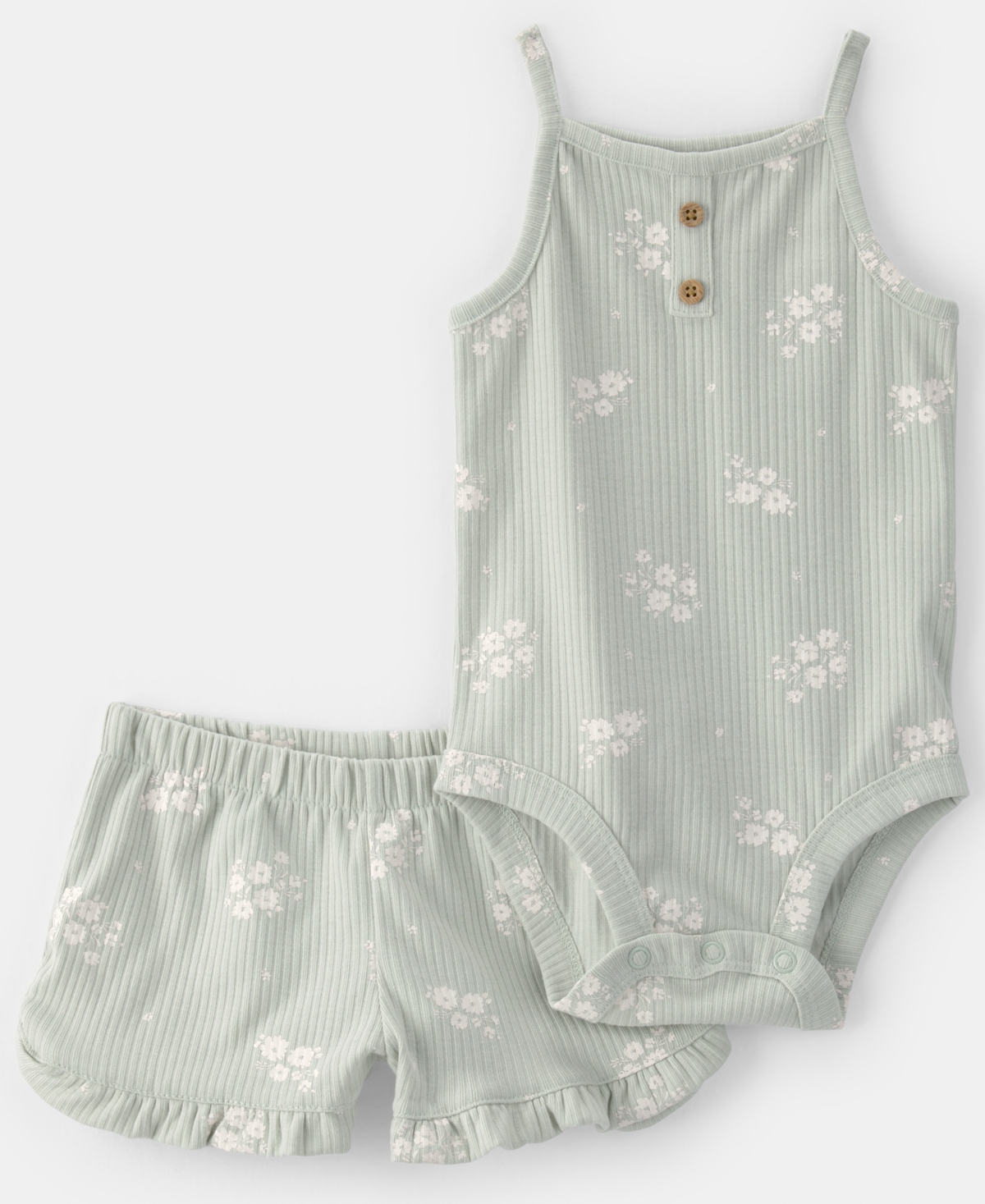 Click here for Carters Baby Girls Floral Sleeveless Bodysuit & Sh... prices