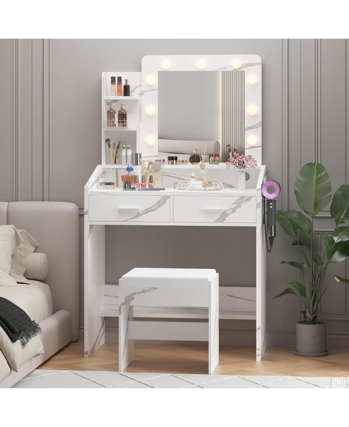 Click here for Gaomon Lighted Mirror Dressing Table  Elegant Make... prices