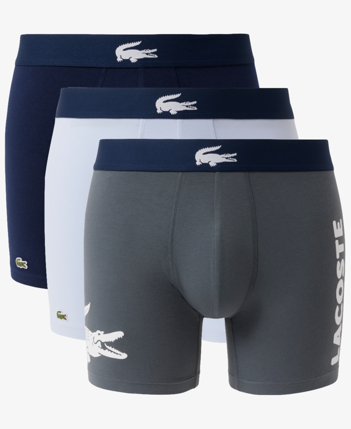 Click here for Lacoste Mens 3-Pack Regular Fit Big Croc Logo Boxe... prices