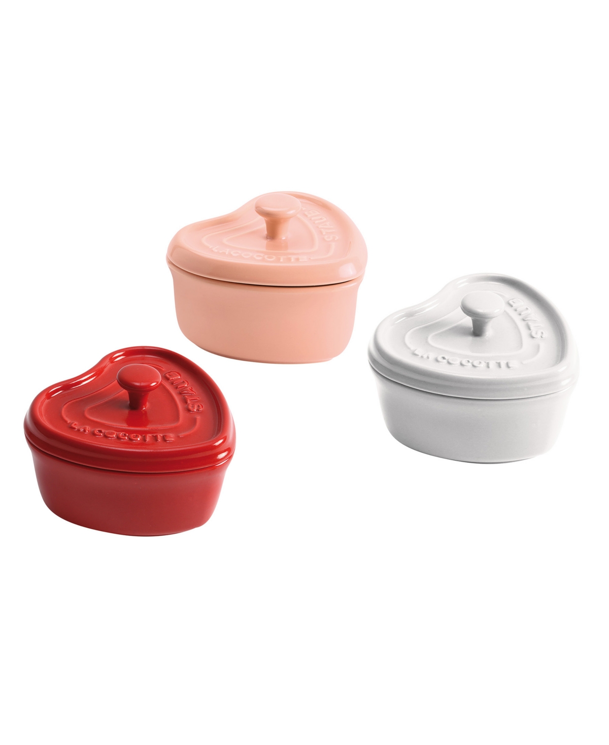 Click here for Staub Stoneware 3-Pc. Mini Heart Cocotte Set - Mul... prices