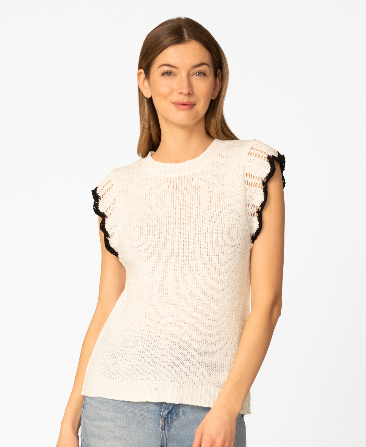 Click here for Melissa Paige Petite Scalloped Sleeve Crewneck Swe... prices