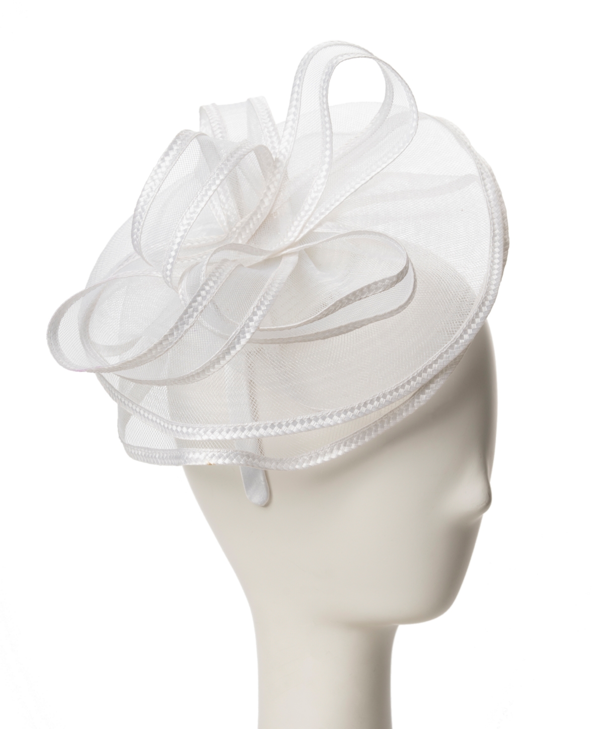Click here for August Hats Swirl Net Fascinator Hat - White prices