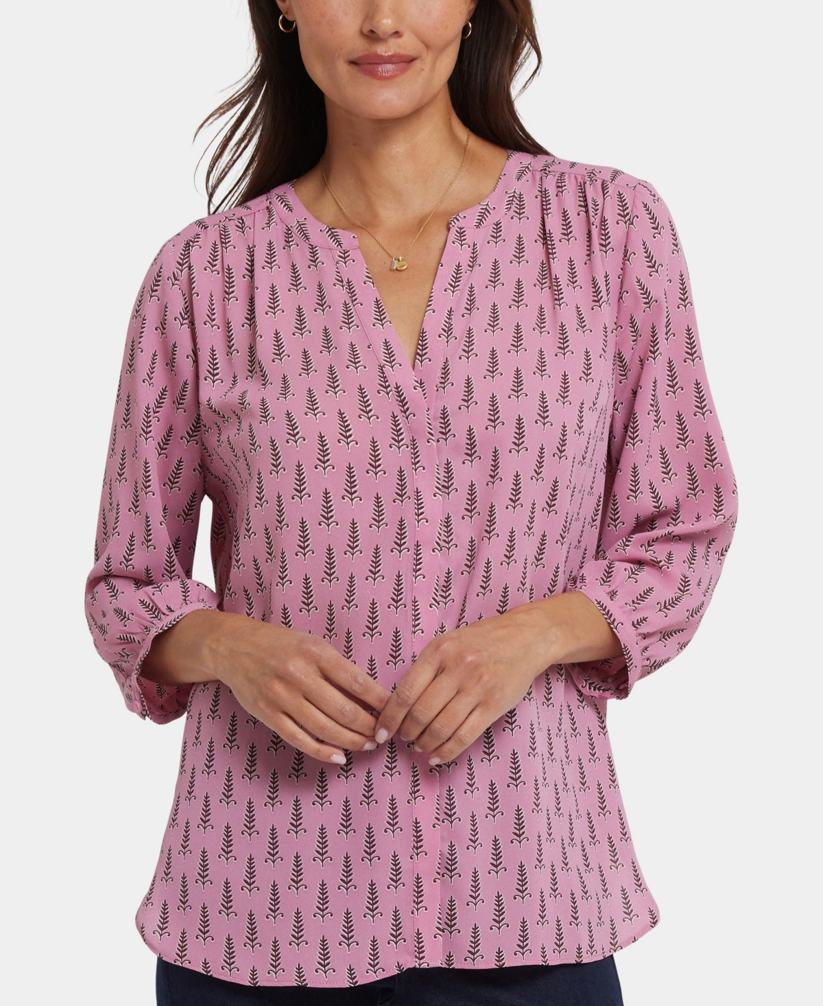 Click here for Nydj Womens Pintuck 3/4 Sleeve Top - Palaiseau prices