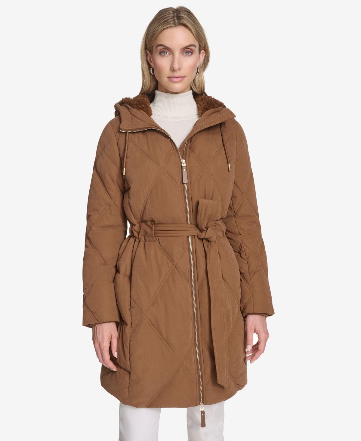 Click here for Andrew Marc Womens Hollis Belted Parka - Clay prices
