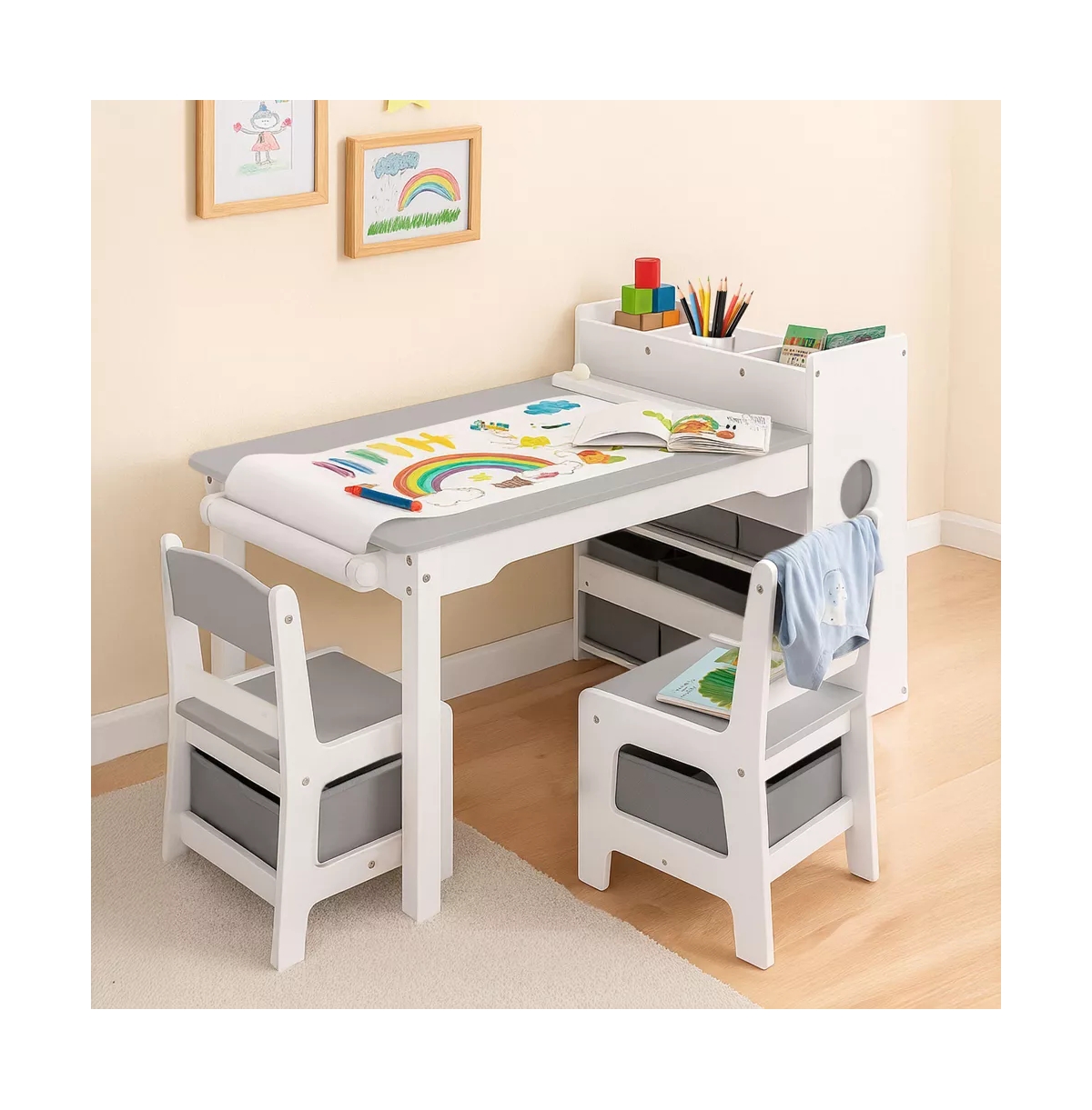 Click here for Kinder King 3-in-1 Kids Table and 2 Chairs Set wit... prices