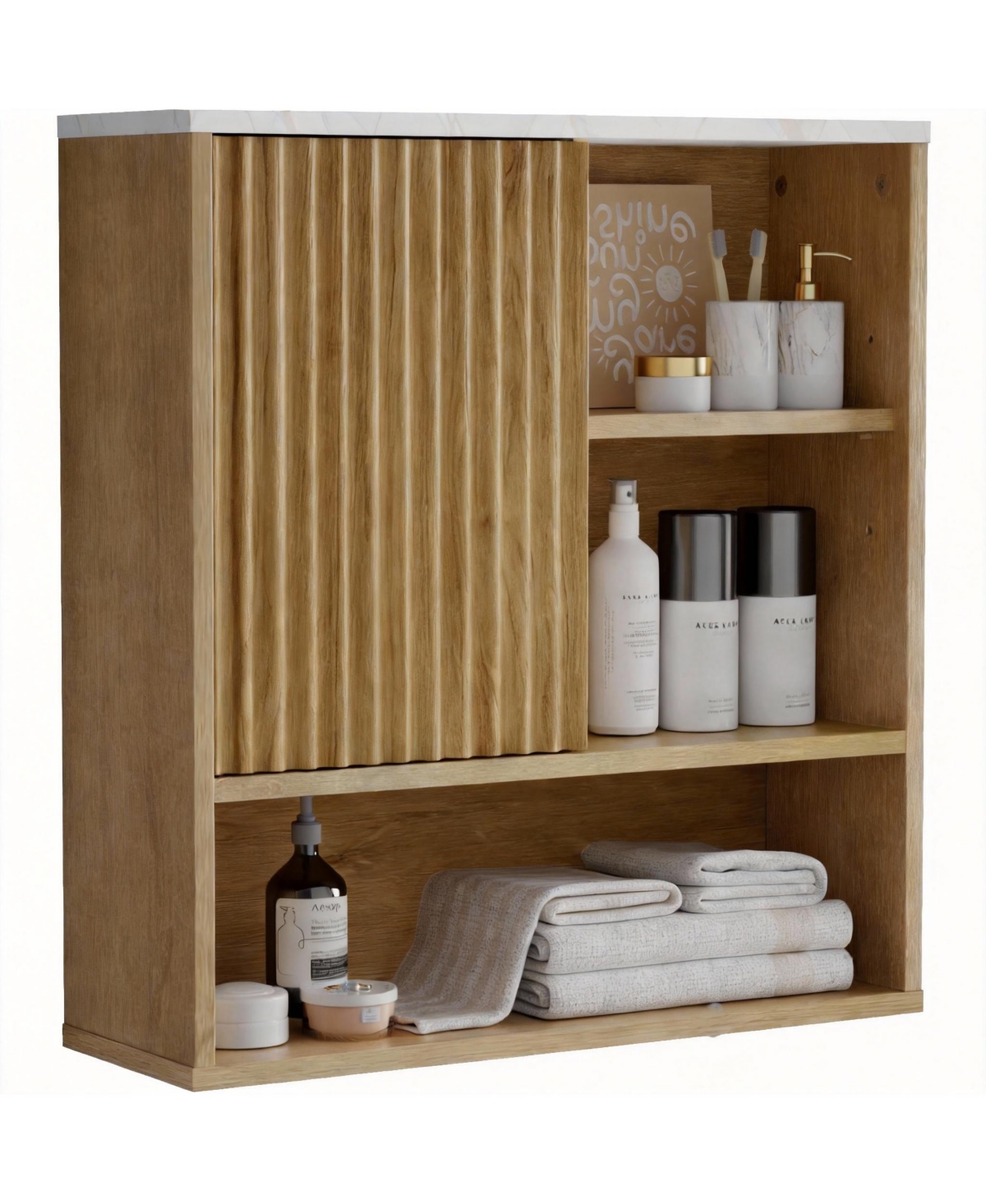 Click here for Yigii Modern Fluted Bathroom Cabinet with Adjustab... prices