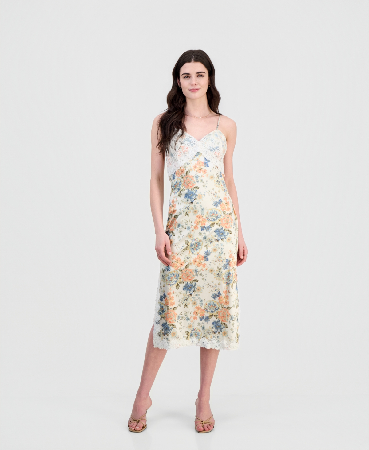 Click here for 14th Place Juniors Lace-Trim Floral Midi Dress - C... prices