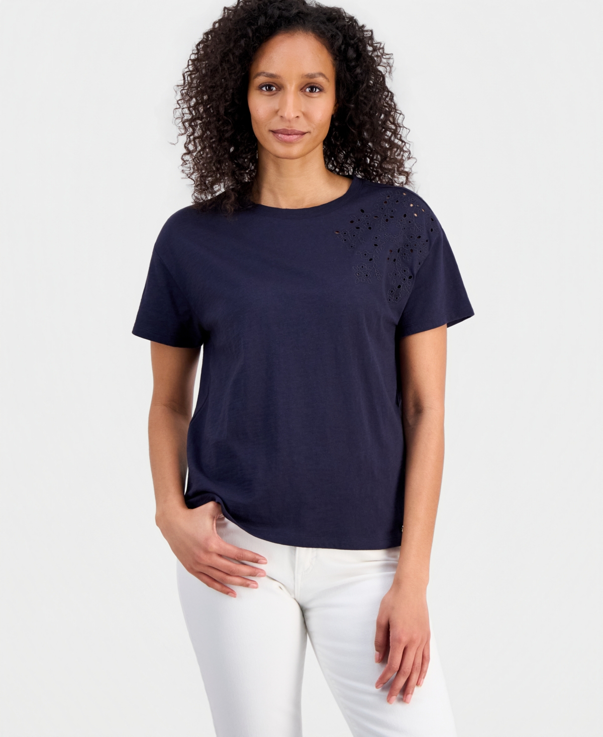 Click here for Nautica Womens Cotton Solid Embroidered T-Shirt -... prices