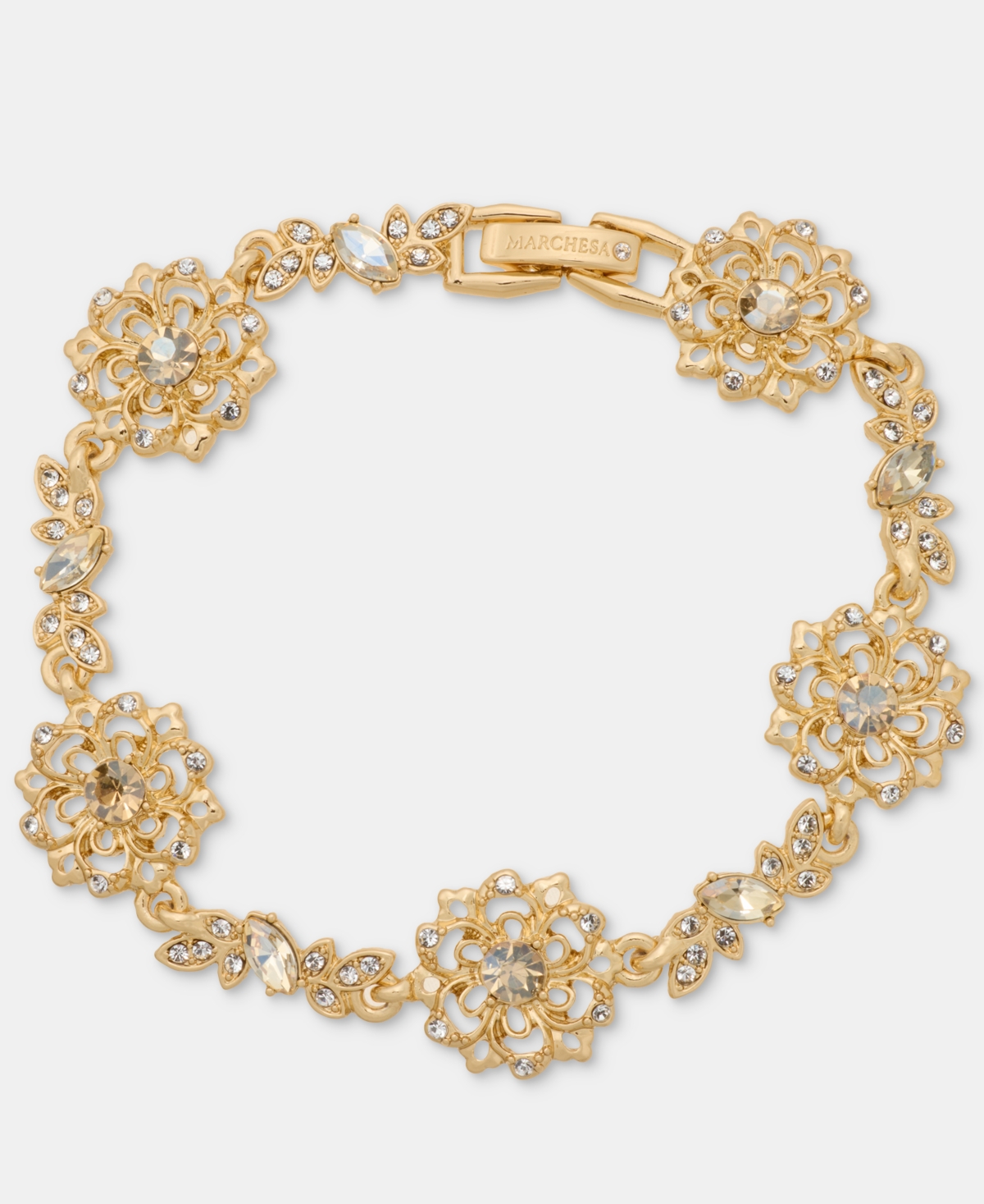 Click here for Marchesa Crystal Flower Flex Bracelet - Gold prices