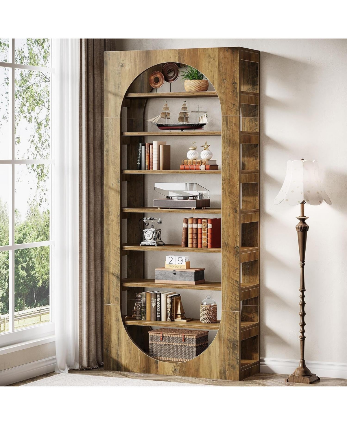 Click here for Tribesigns 70.87" Tall Arched Bookshelf  8-Ti... prices