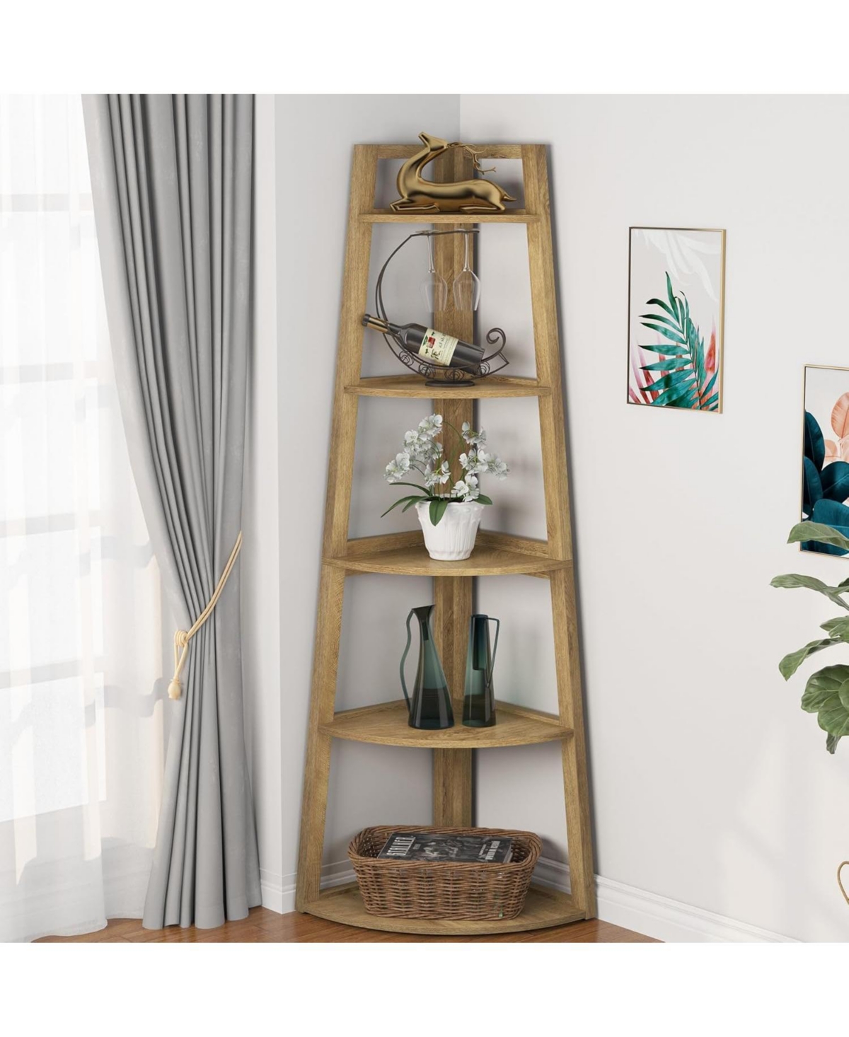 Click here for Tribesigns 70 inch Tall Corner Shelf  5 Tier Moder... prices