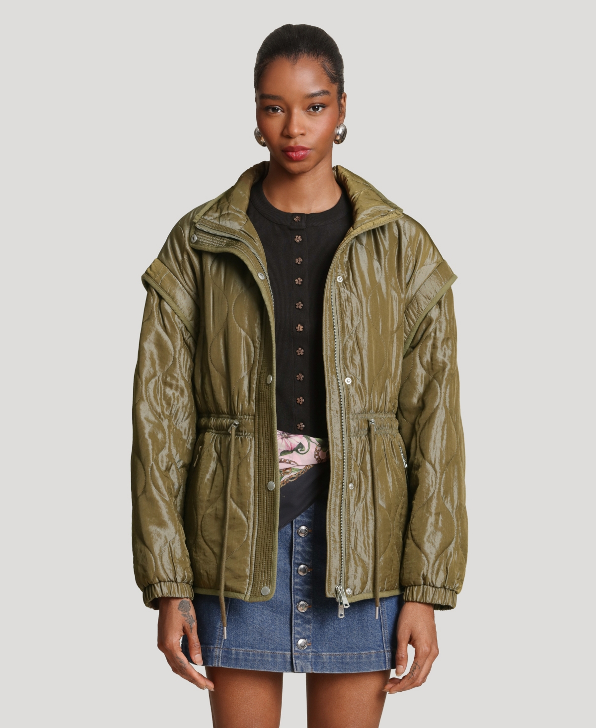 Click here for Avec Les Filles Womens Quilted Anorak Jacket - Sea... prices