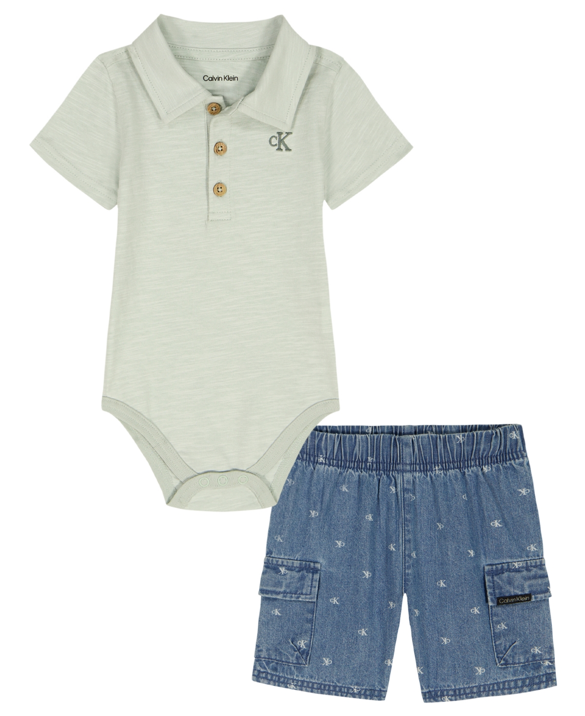 Click here for Calvin Klein Baby Boys Polo Bodysuit & Shorts  2-P... prices