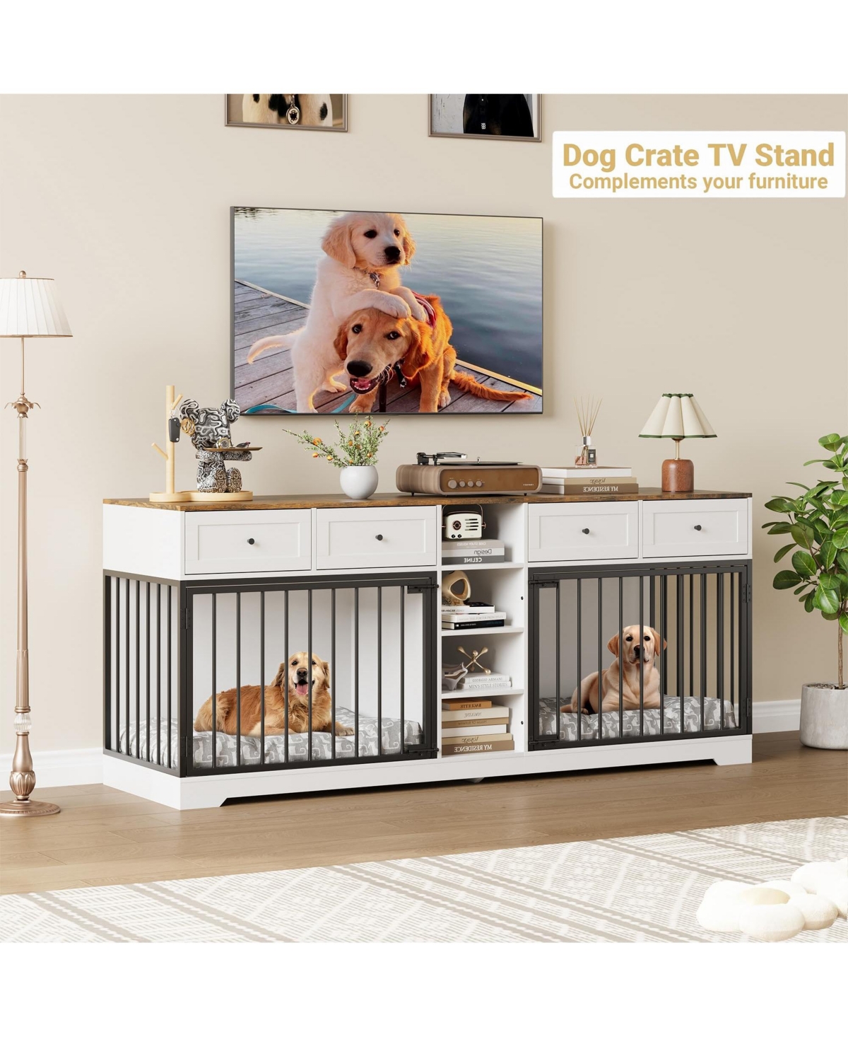Click here for gaomon 82” Large Dog Crate for 2 Dogs  Dog... prices