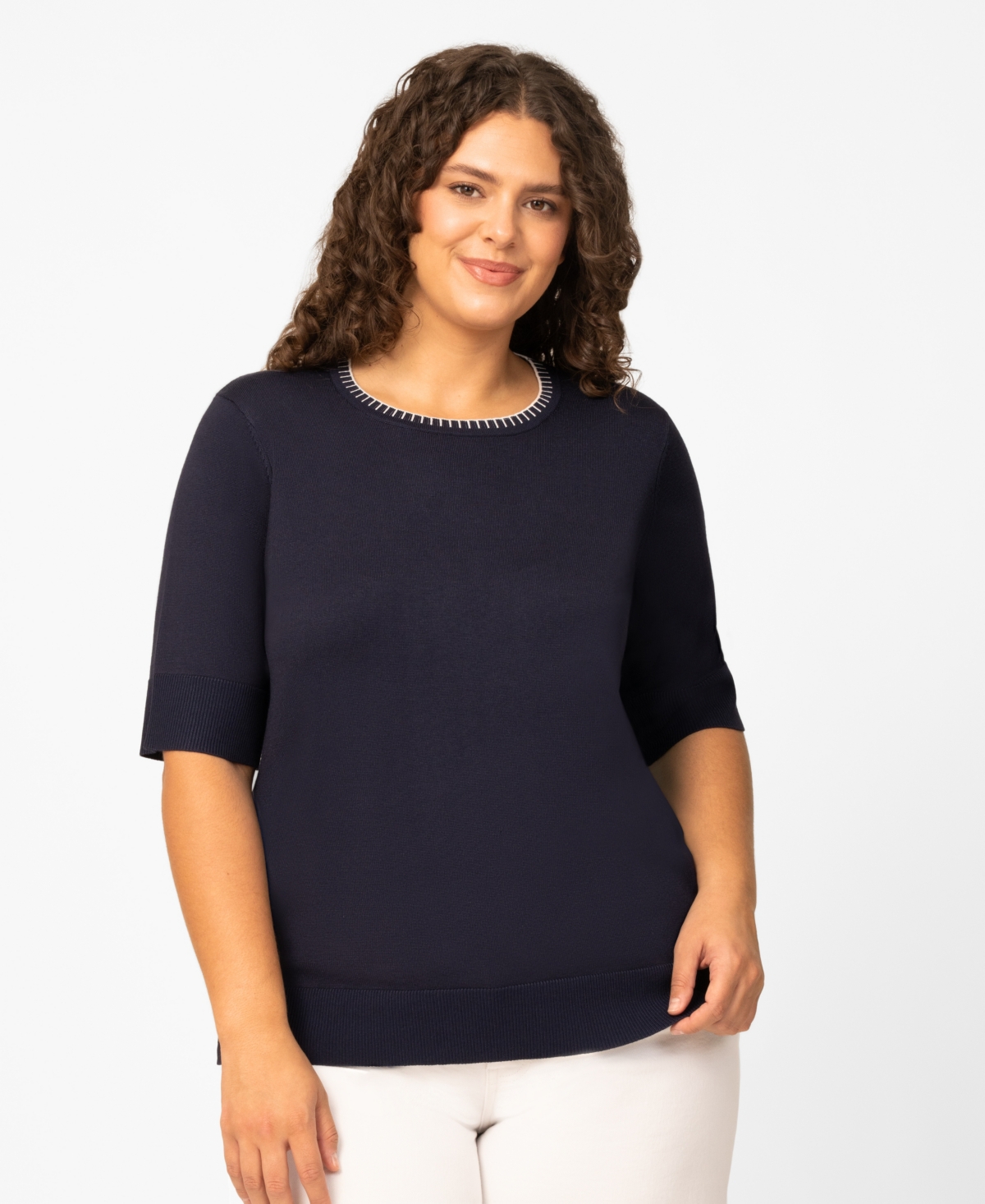 Click here for Melissa Paige Plus Size Whip Stitch Elbow-Sleeve K... prices