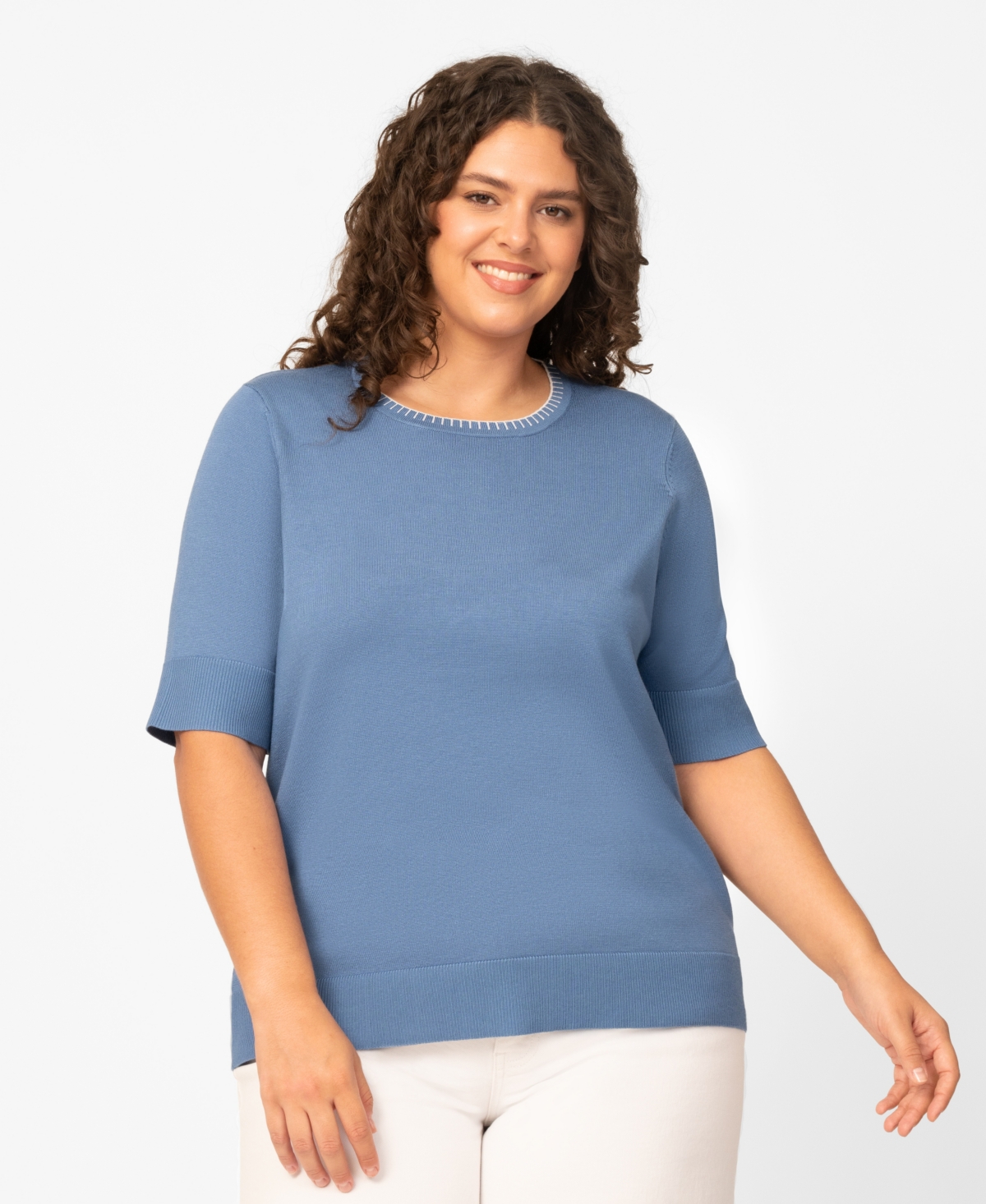 Click here for Melissa Paige Plus Size Whip Stitch Elbow-Sleeve K... prices