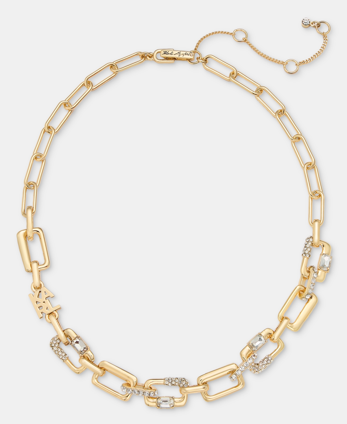 Click here for Karl Lagerfeld Paris Logo Pave Link Collar Necklac... prices