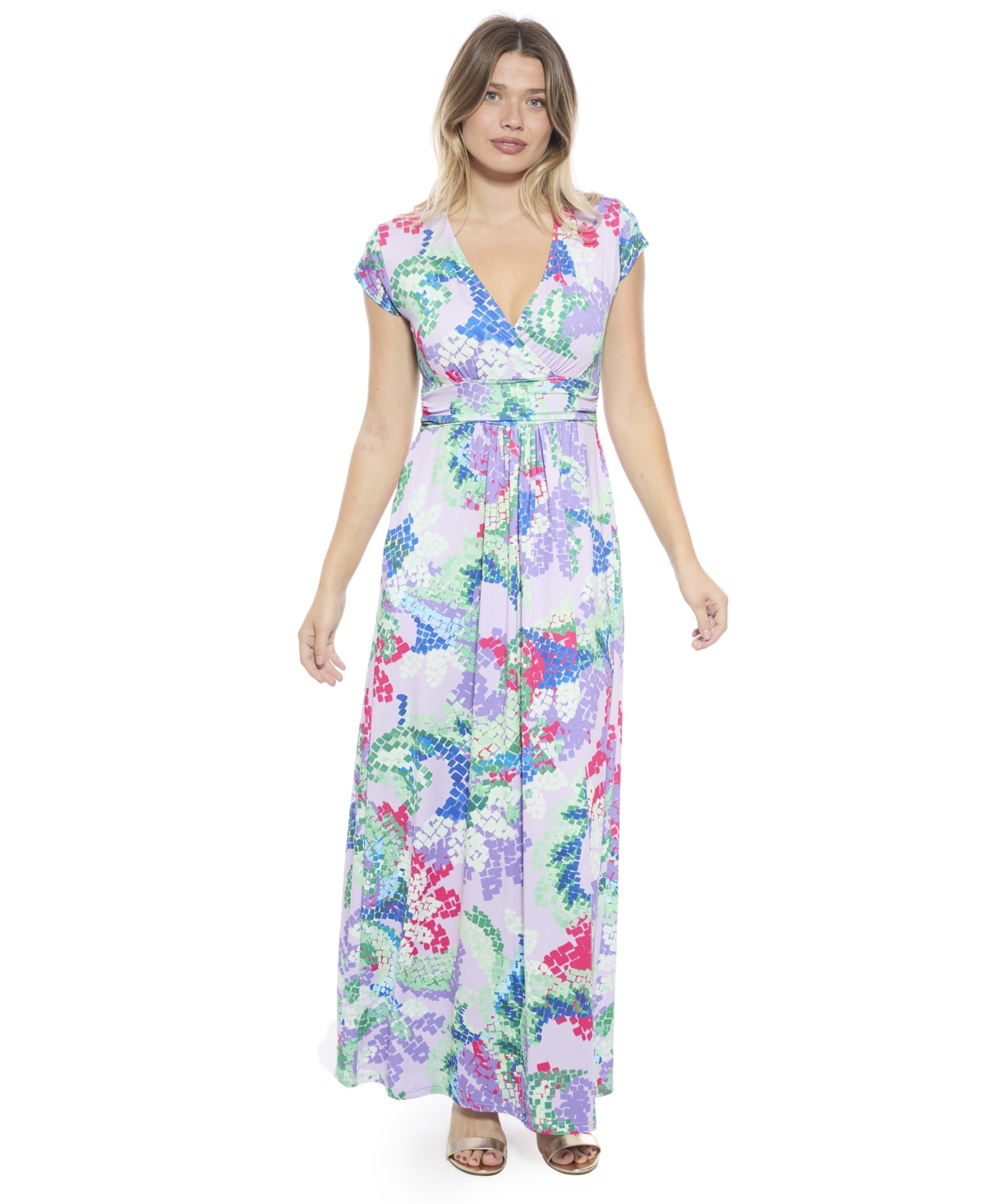 Click here for 24seven Comfort Apparel Womens Abstract V-Neck Cap... prices