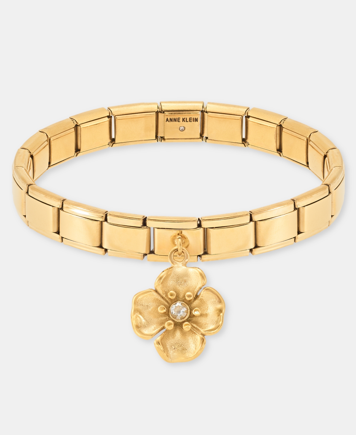 Click here for Anne Klein Pave Flower Charm Stretch Bracelet - Go... prices