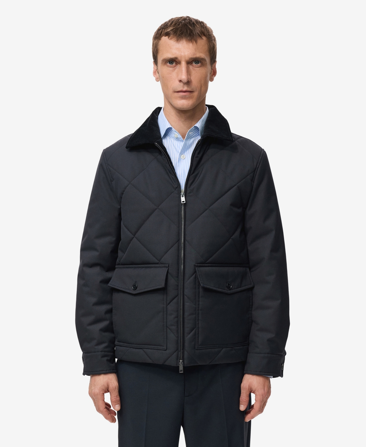 Click here for Mango Mens Quilted Water Repellent Jacket - Night... prices