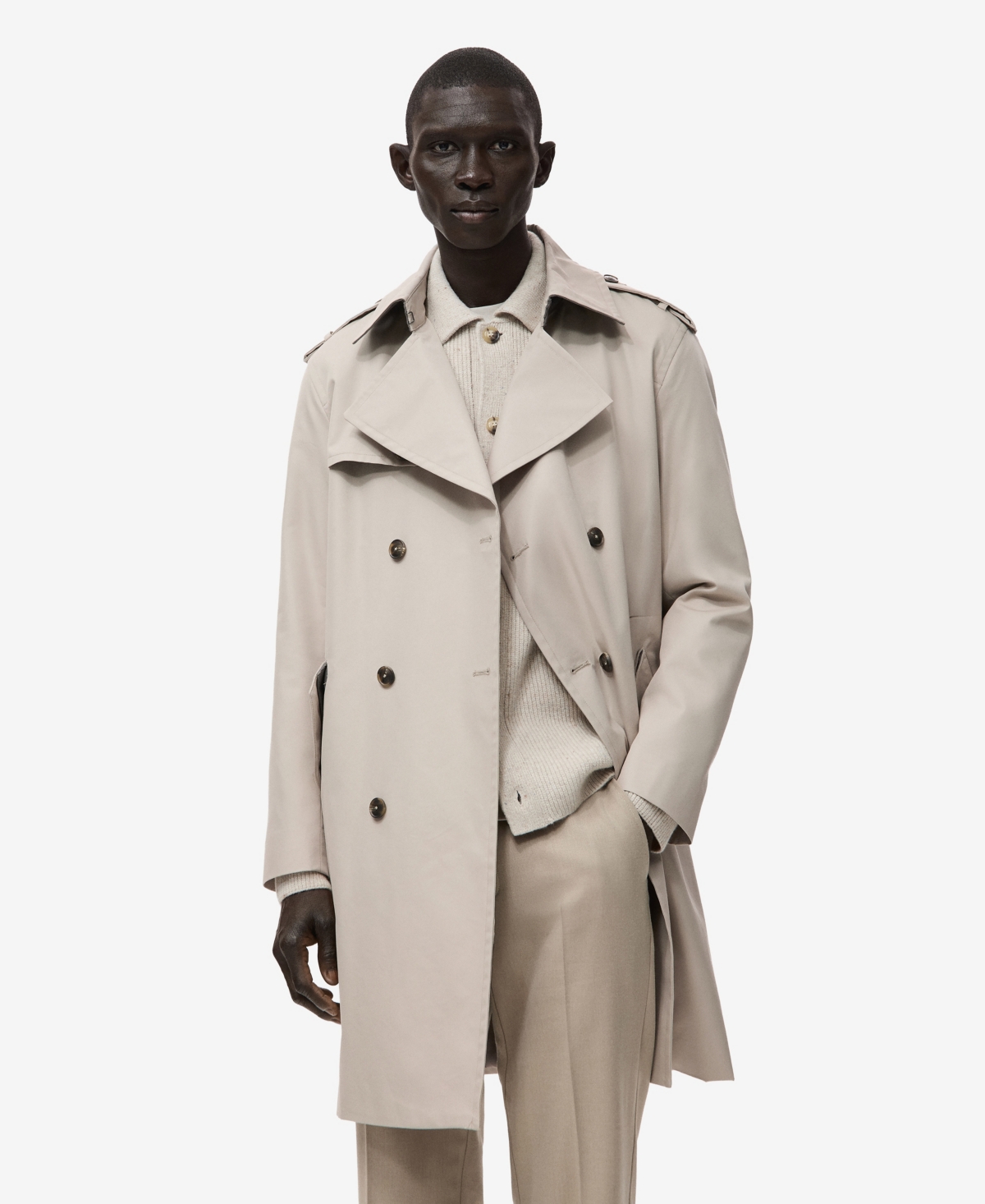 Click here for Mango Mens Water-Repellent Belted Trench Coat - Be... prices