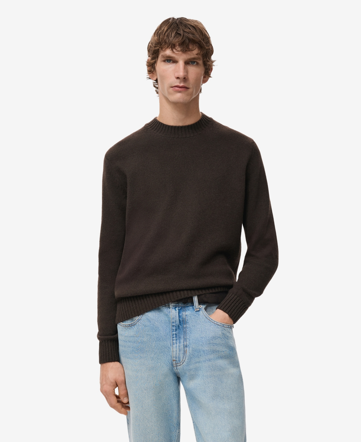 Click here for Mango Mens Italian Wool Knitted Sweater - Chocolat... prices