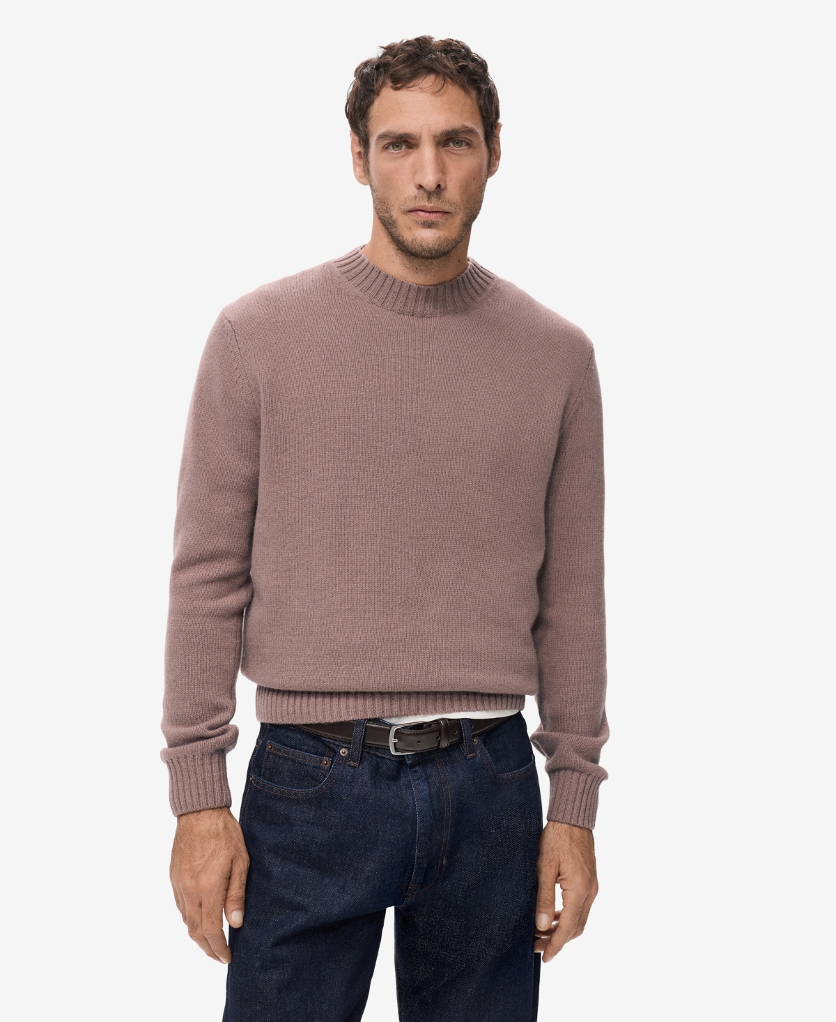 Click here for Mango Mens Italian Wool Knitted Sweater - Pale Pin... prices