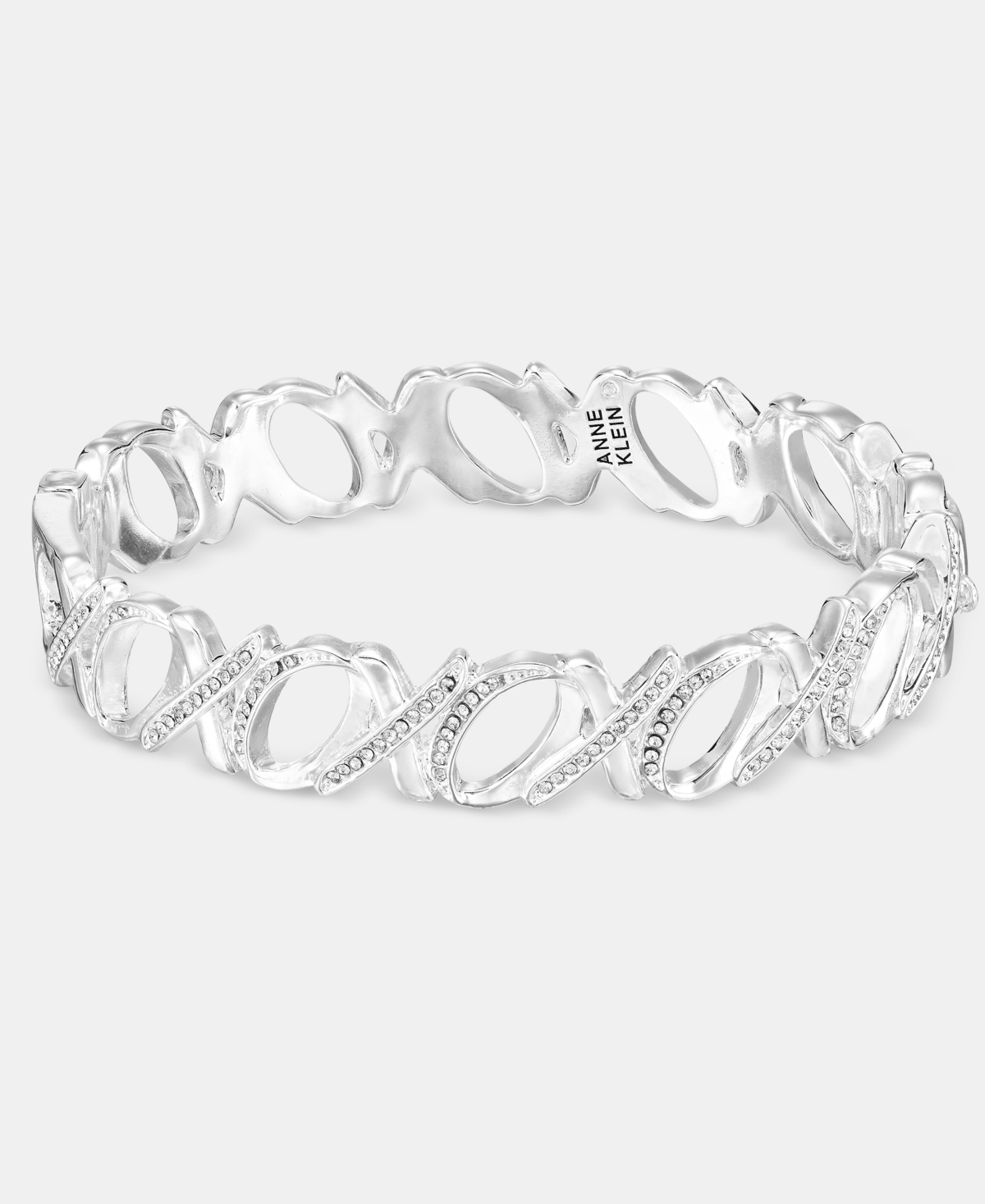Click here for Anne Klein Pave Xoxo Bangle Bracelet - White prices