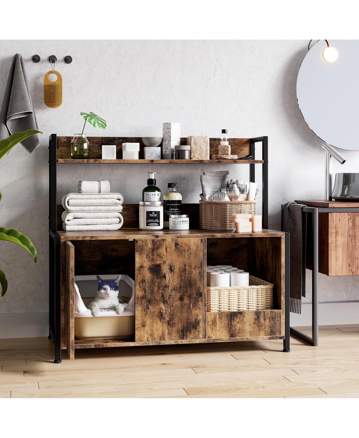 Click here for gaomon Large Rustic Brown Litter Box Enclosure wit... prices