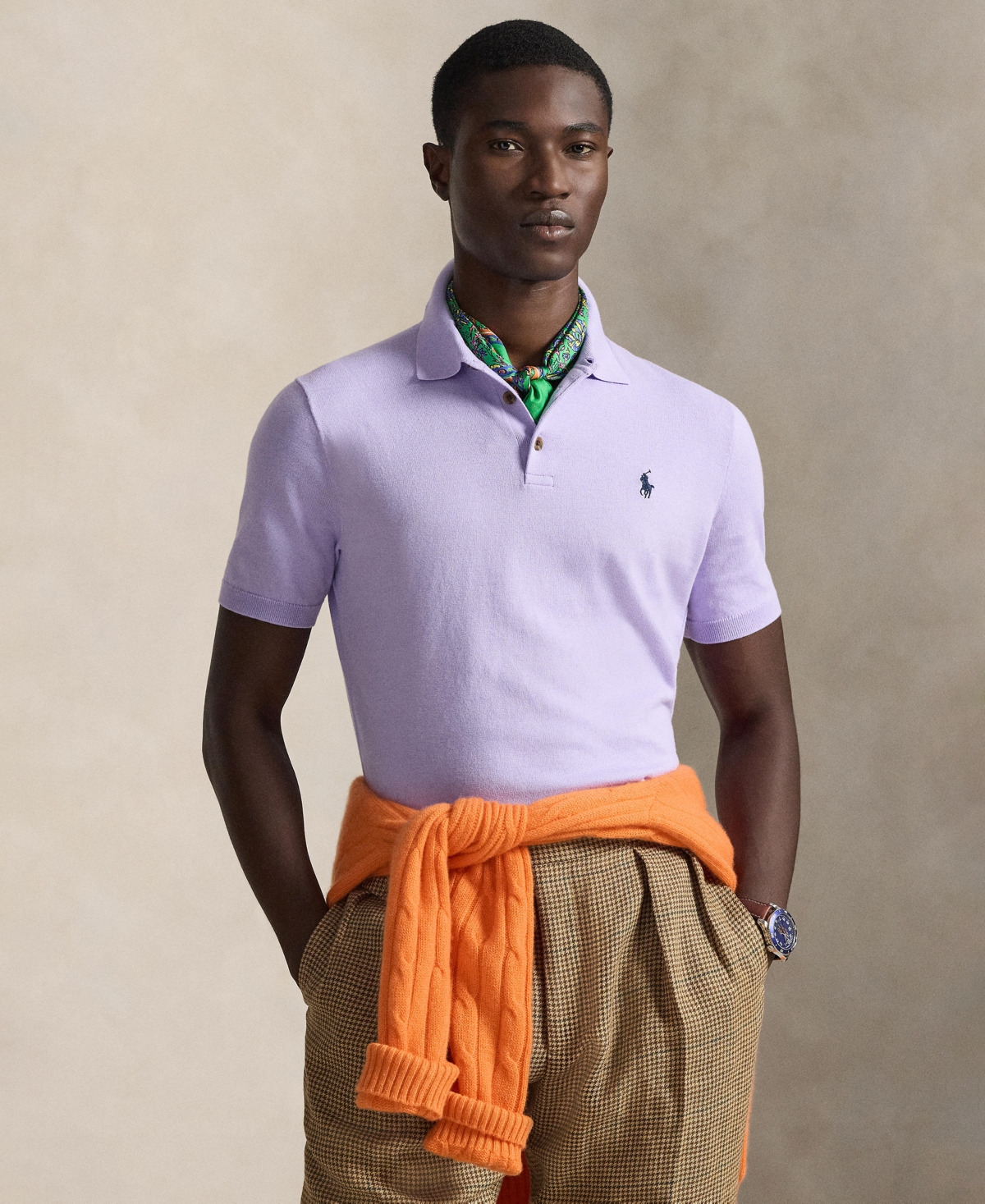 Click here for Polo Ralph Lauren Mens Polo-Collar Sweater - Powde... prices