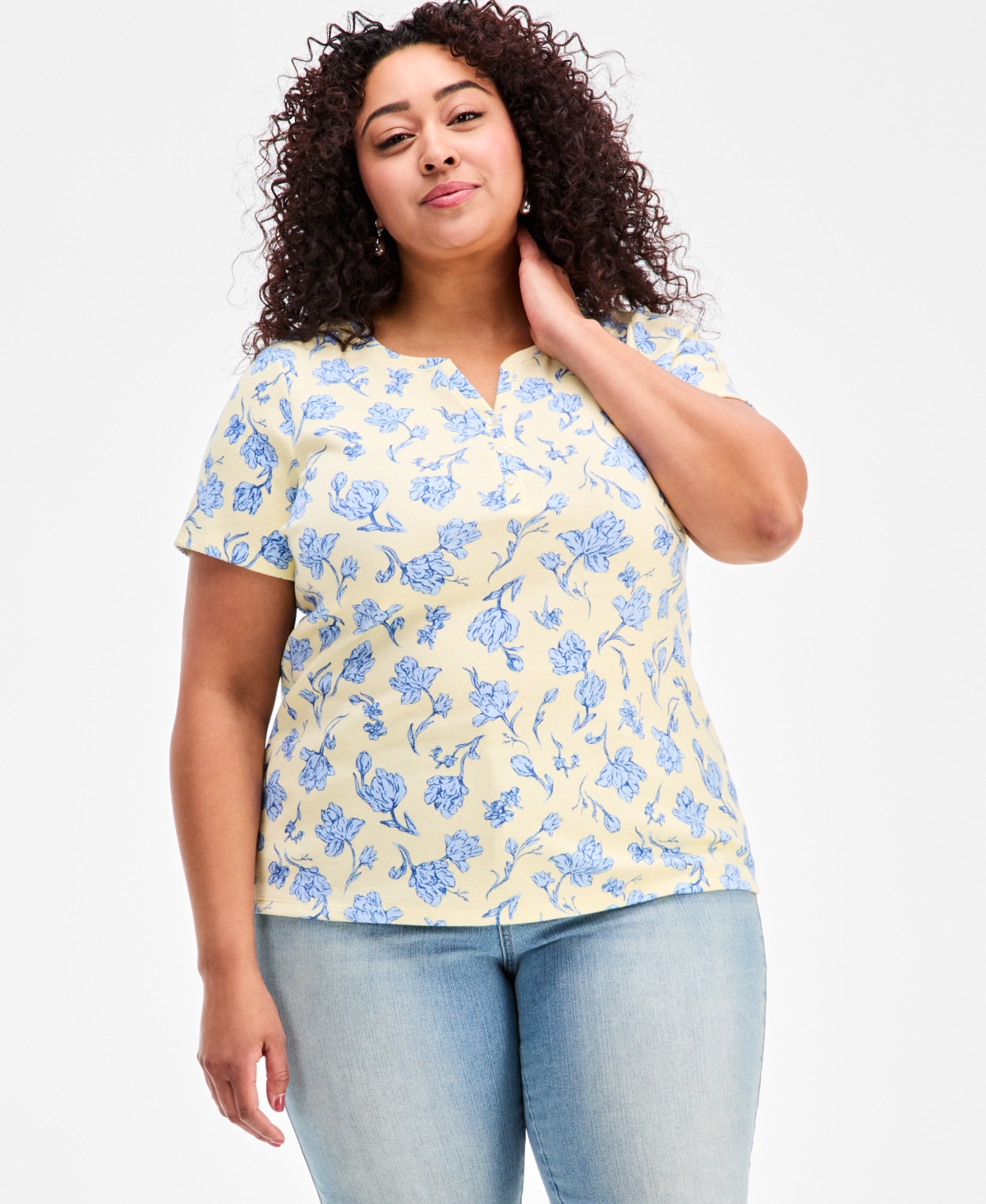 Click here for Style & Co Plus Size Short-Sleeve Henley Top  Excl... prices