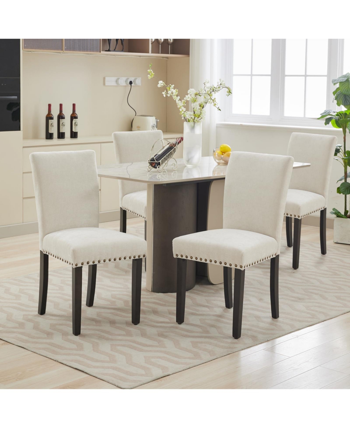 Click here for gaomon Set of 4 Linen Upholstered Parsons Dining C... prices