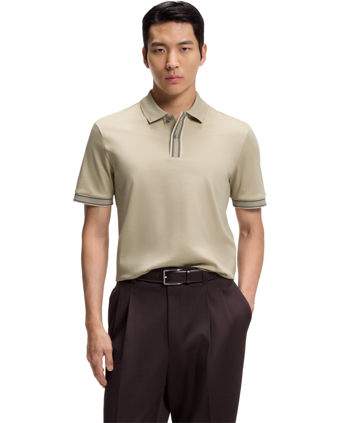 Click here for Boss by Hugo Boss Mens Mercerised-Cotton Striped T... prices