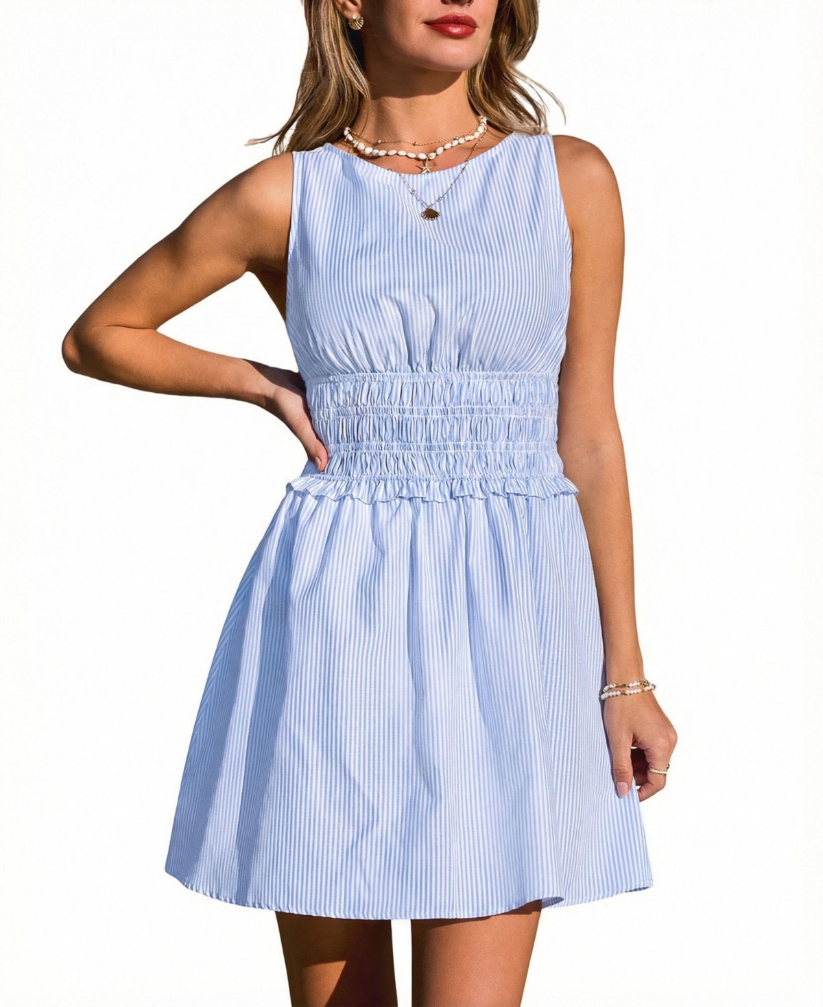 Click here for Cupshe Womens Cahuenga Striped Mini Beach Dress -... prices