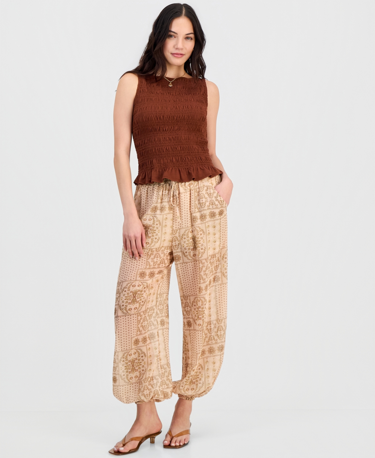 Click here for And Now This Womens Bandana-Print Balloon Pants  M... prices