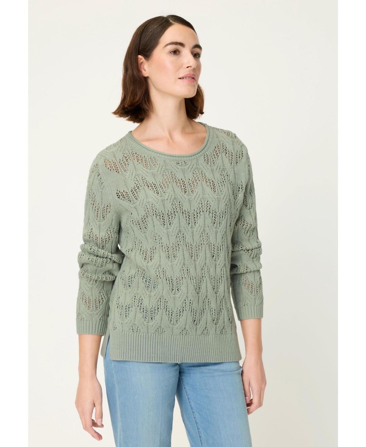 Click here for Olsen Womens Artisan Stitch Sweater - Salvia green prices