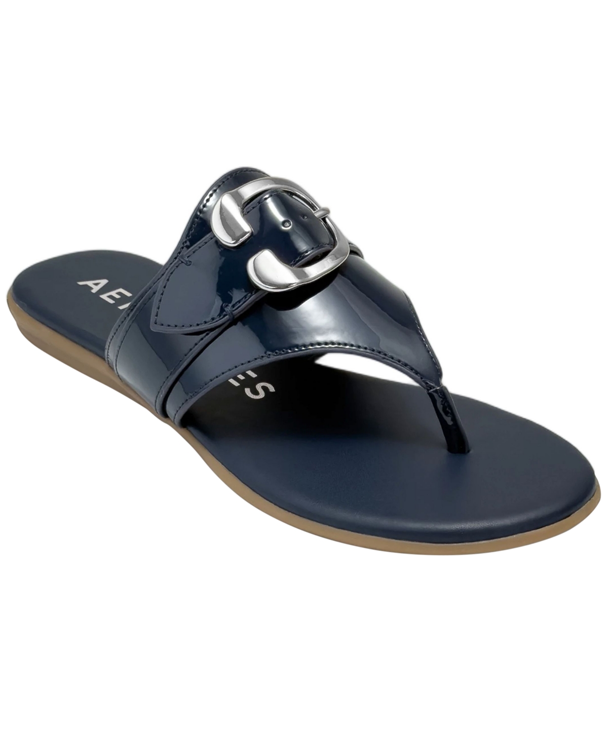 Click here for Aerosoles Womens Glitz Open Toe Flat Sandals - Nav... prices