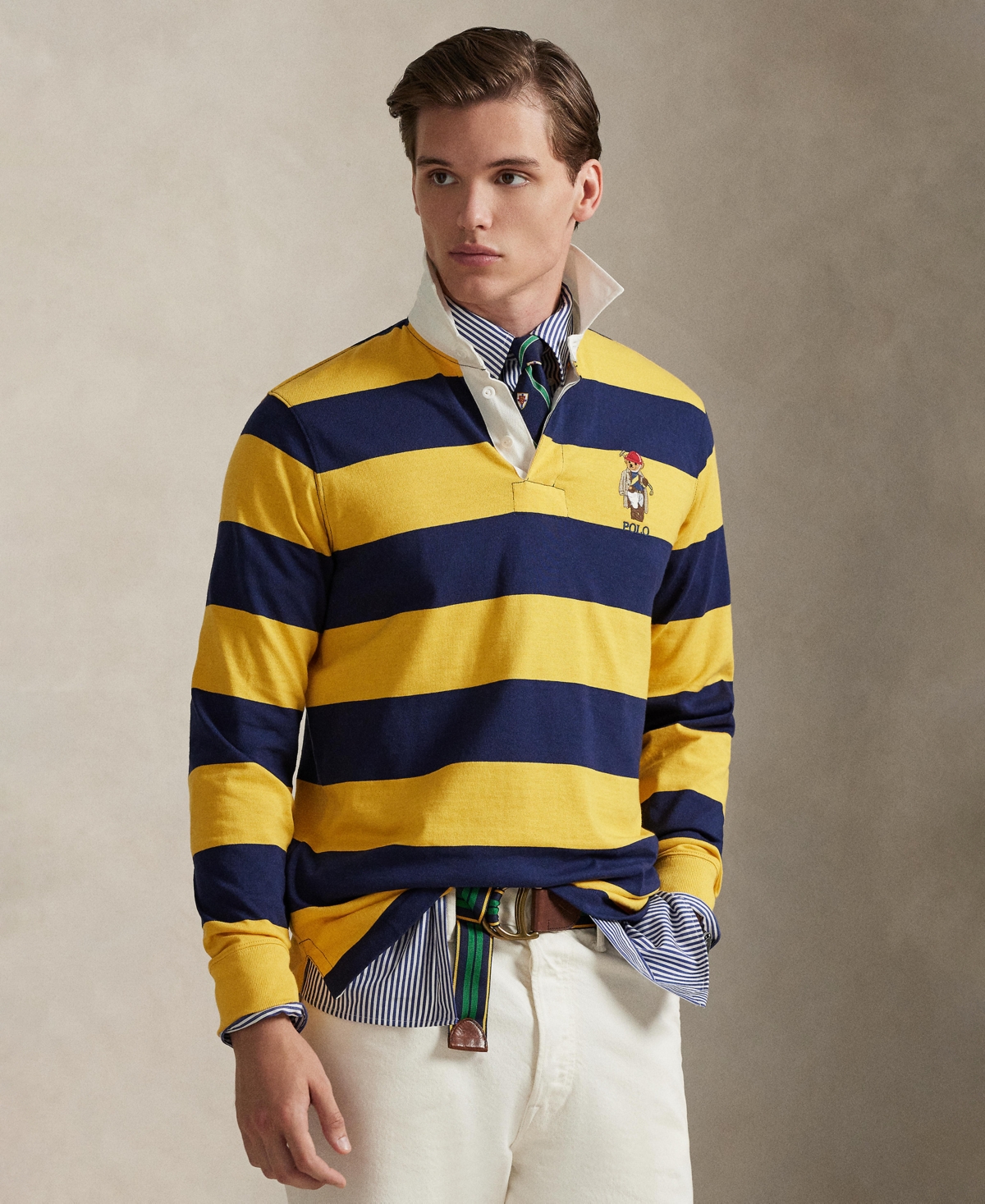 Click here for Polo Ralph Lauren Mens Striped Twill Rugby Sweater... prices