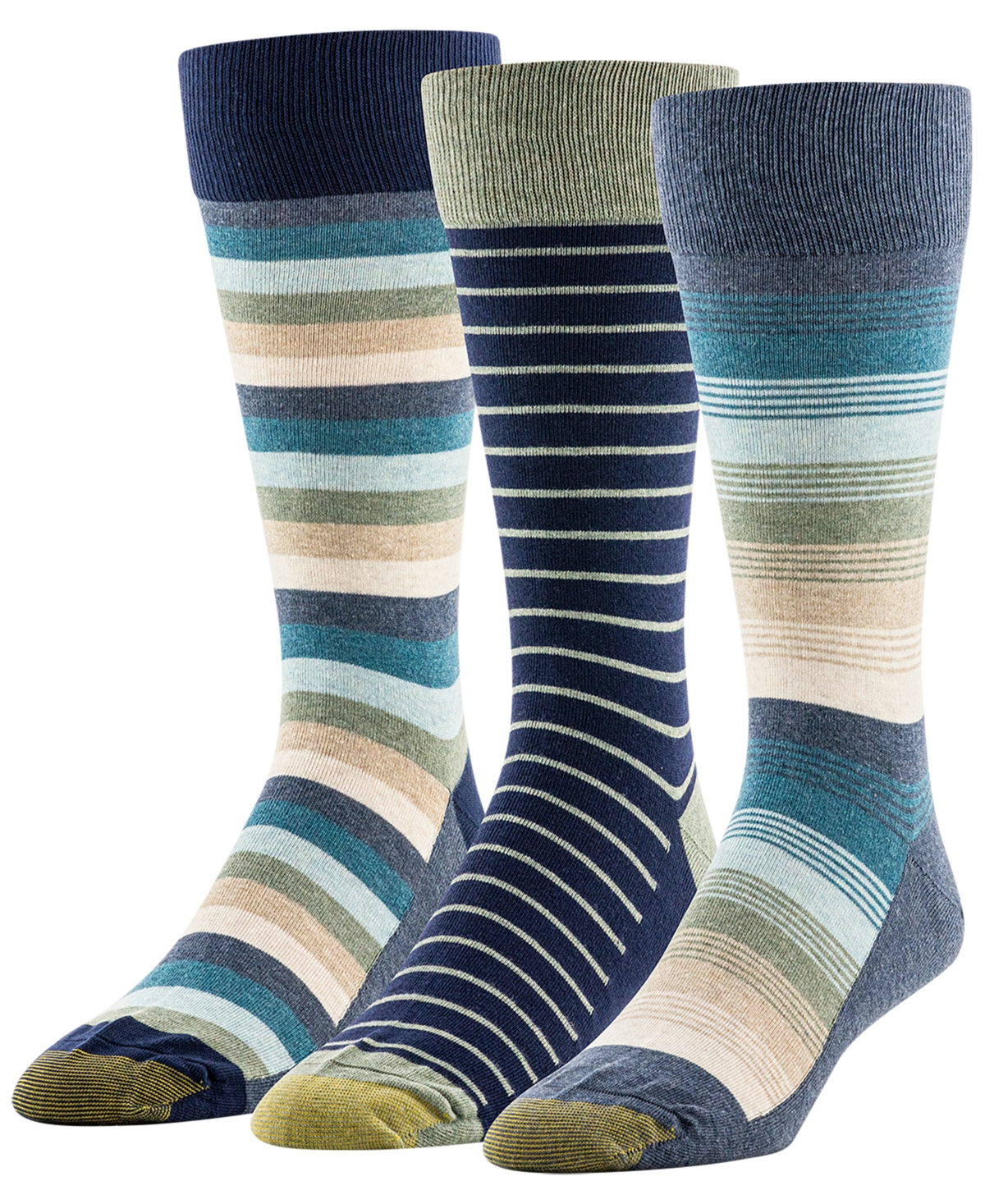 Click here for Gold Toe Mens Block Stripe Crew Socks  3-Pack - De... prices